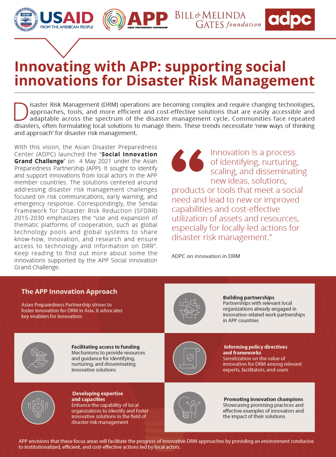 Innovating with APP: Supporting Social Innovations for Disaster Risk ...